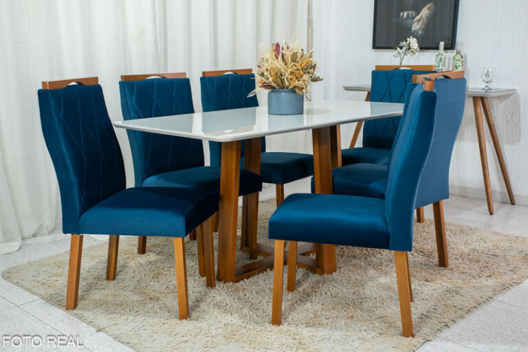 Mesa de Jantar Pedro Mel Tampo Off 160×80 6 Cadeiras Lisboa Assento ...